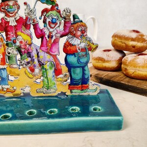Modern Colorful Clowns Design Aluminum Hanukkah Menorah / Unique ...