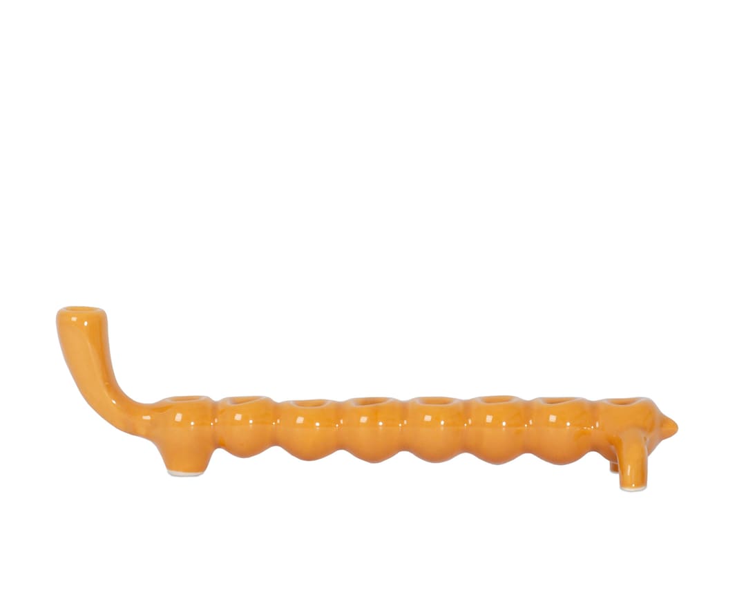 Hanukkah Menorah A Caterpillar Menorah is Designed in Orange.made From ...