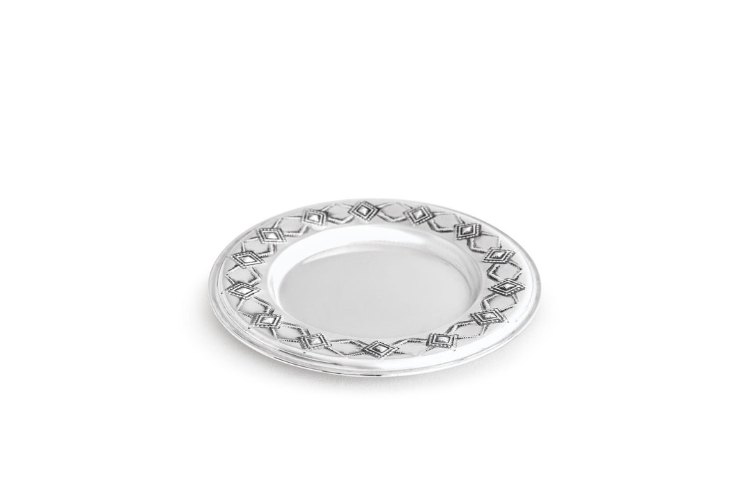 Retro Inspired Decorative Kiddush Plate With Geometric Pattern - Etsy