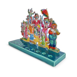 Modern Colorful Clowns Design Aluminum Hanukkah Menorah / Unique ...