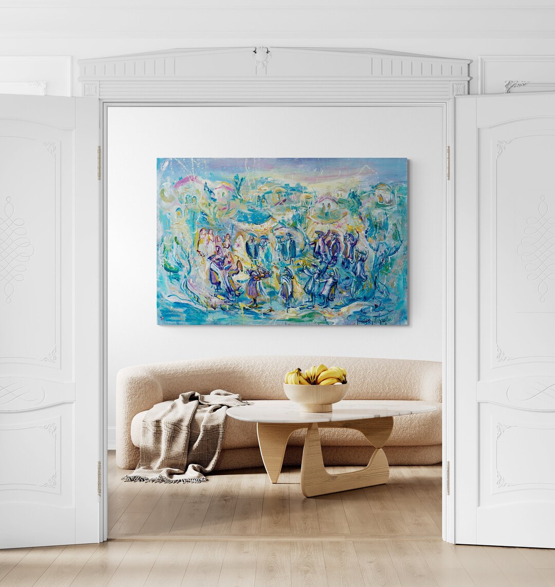 Rainbow Hasidic Chuppah With Klezmer Painting, Jewish Wedding in ...