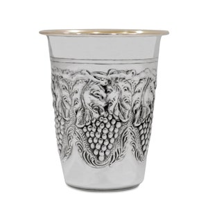 Sterling Silver Kiddush Cup Set, Grape Design Kiddush Cup, Round ...