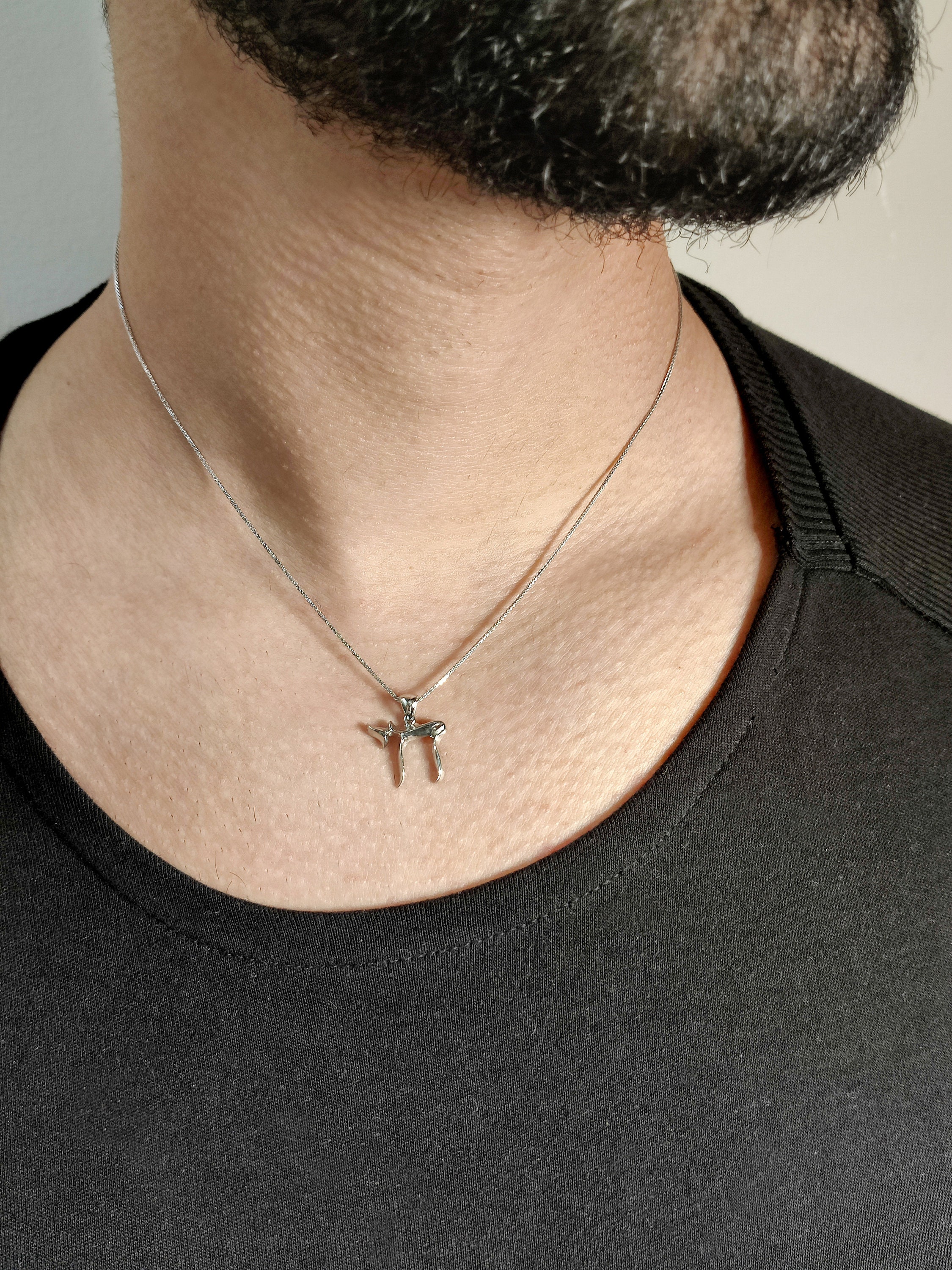 White Gold Chai Pendant Chai Symbol Necklace 14k White Gold | Etsy