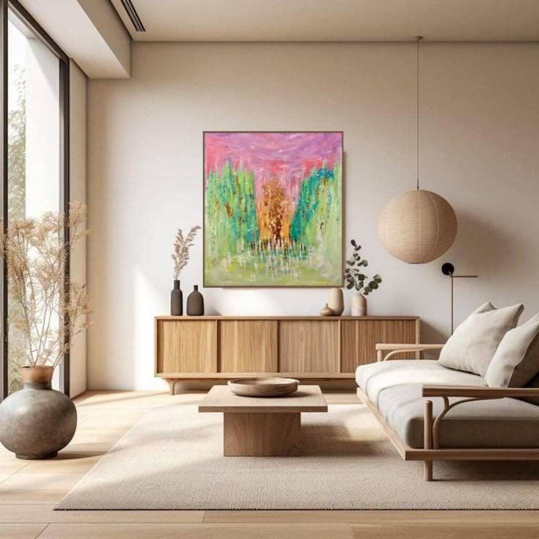Modern Abstract Exodus Art Splitting of the Sea Painting in Purple and ...