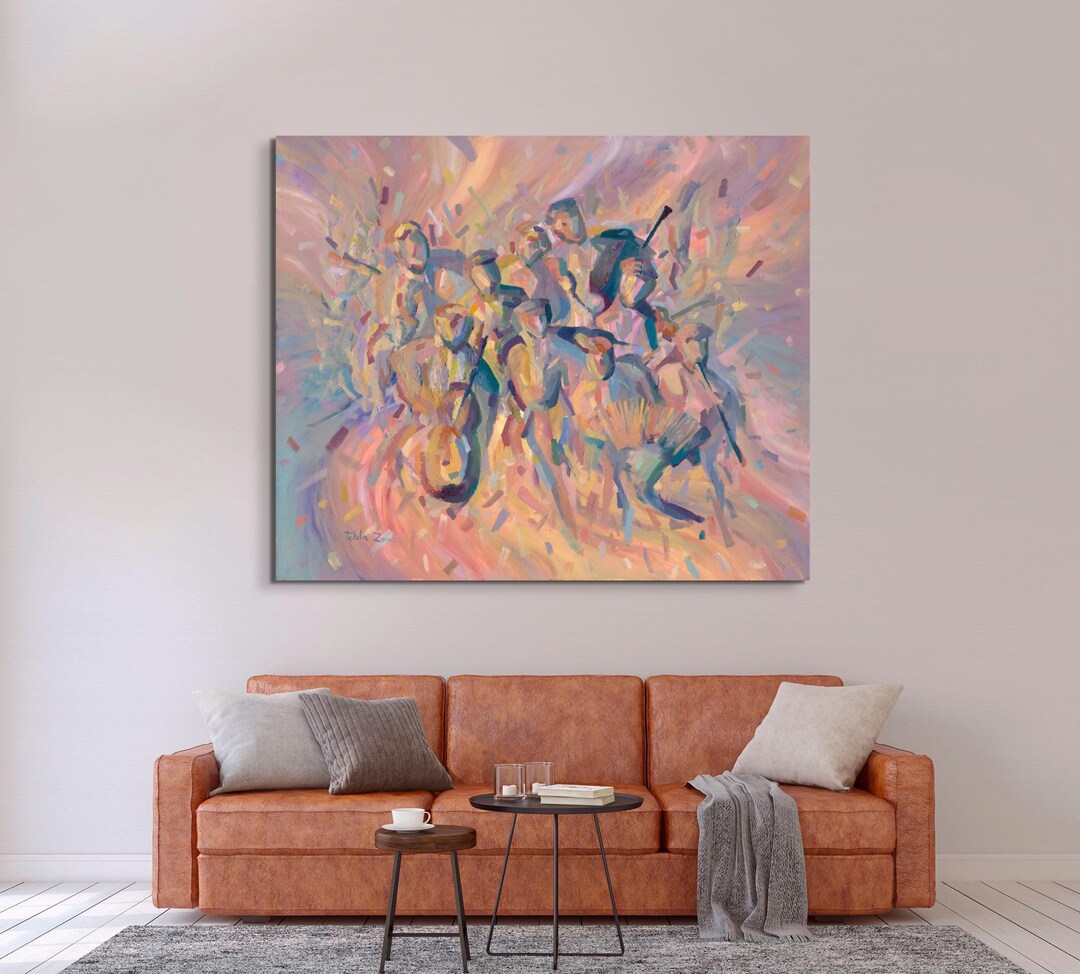 Brown and Black Klezmer Hasidim Dancing Painting - Modern Jewish ...