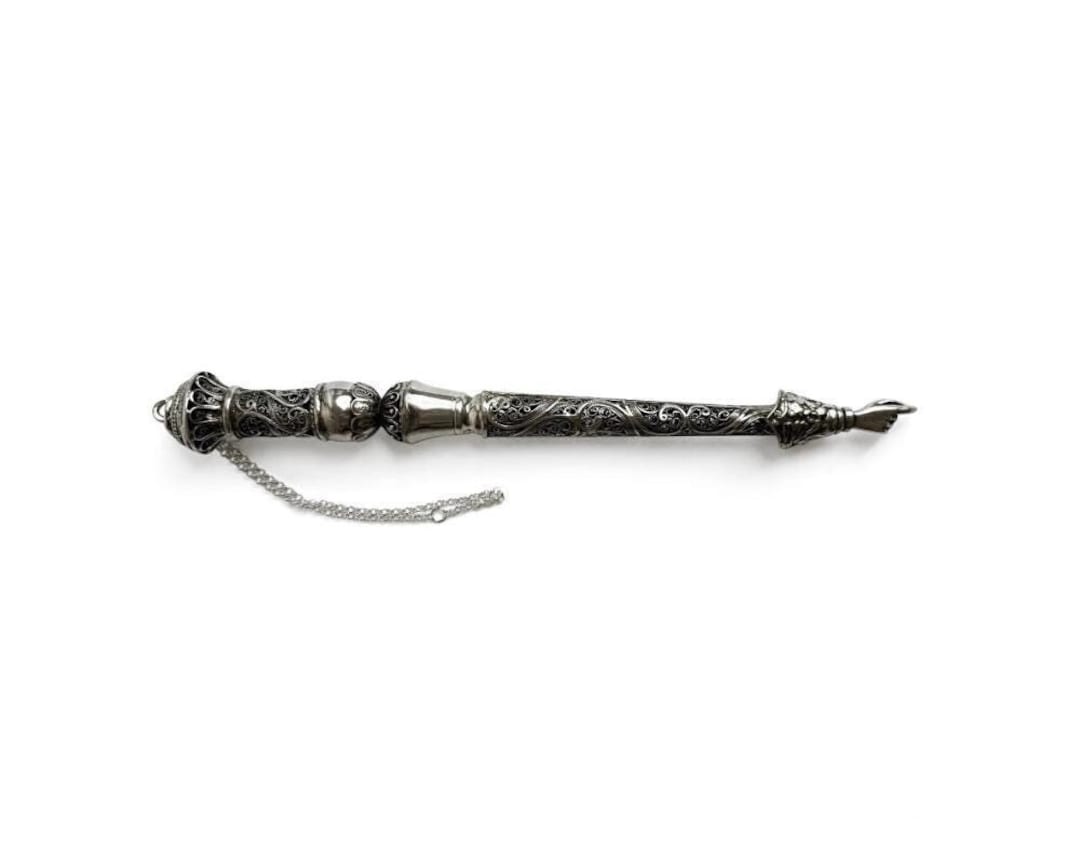 Big Pure Silver Filigree Yad Torah Pointer in Vintage Style, Synagogue ...