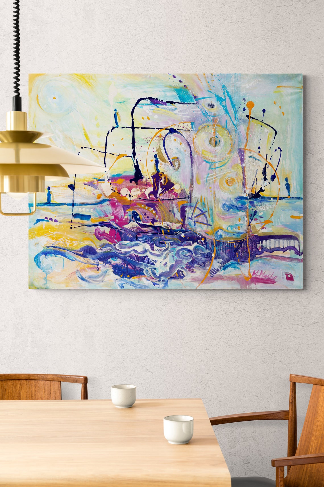Contemporary Colorful Noah's Ark - Jewish Abstract Painting, Special ...