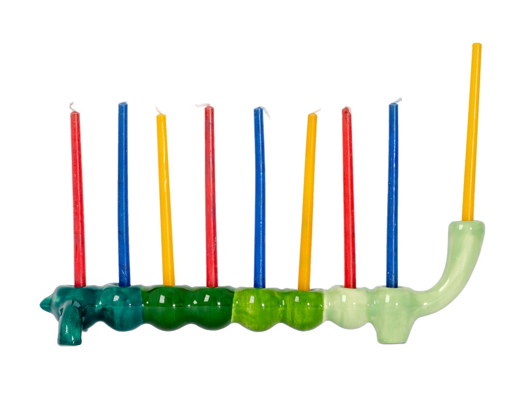 Hanukkah Menorah A Caterpillar Menorah is Designed in Green.made From ...