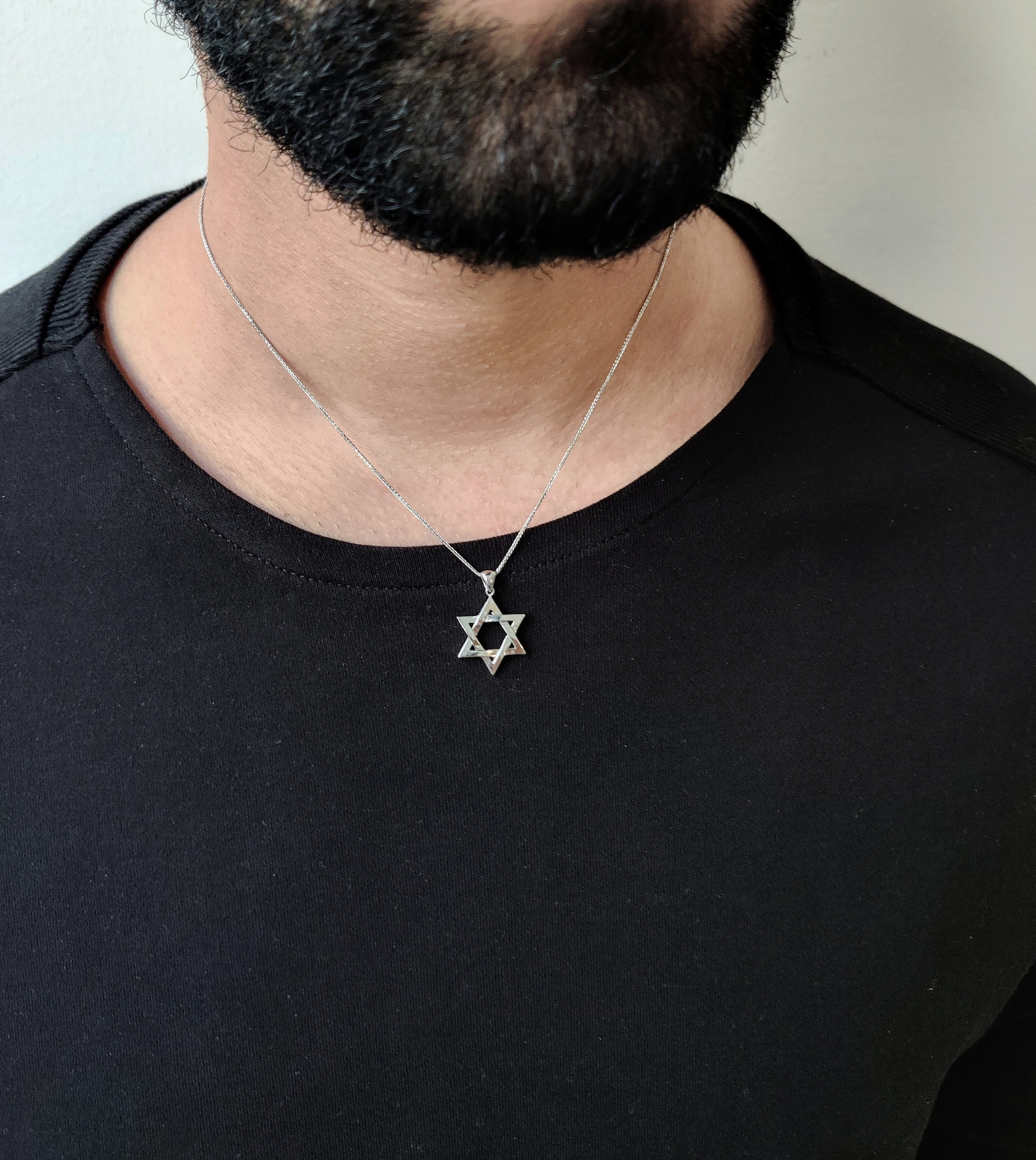 Tiny White Gold Star of David, Small Star of David Pendant, 14k White ...