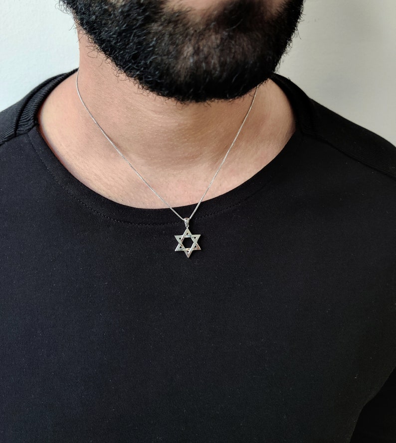 Tiny White Gold Star of David, Small Star of David Pendant, 14k White ...