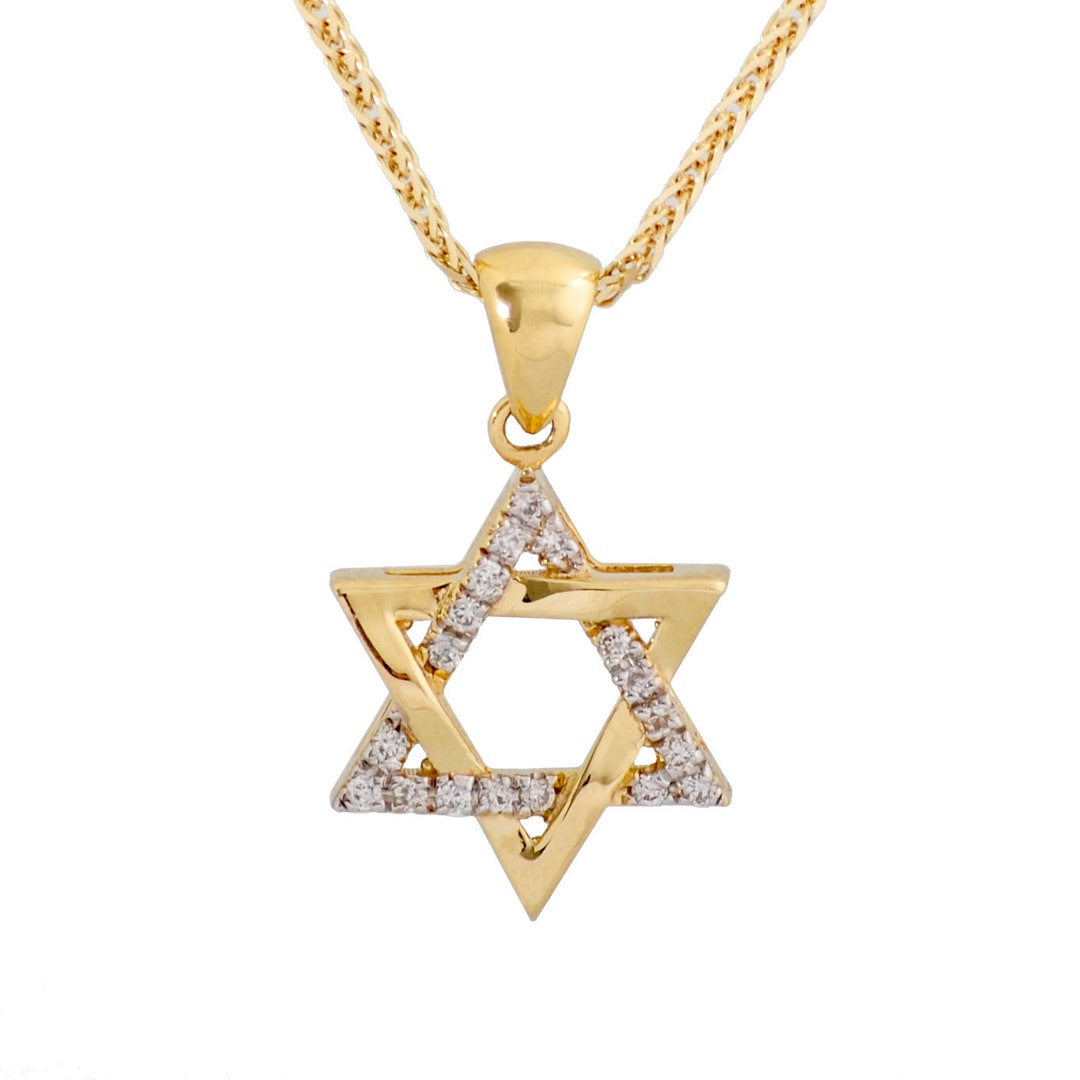 Beautiful Tiny Gold Star of David Pendant, Diamond Star of David, 14k ...