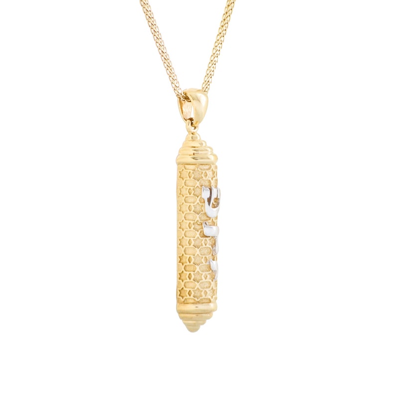 Elegant 14k Gold Mezuzah Pendant, Jewish TORAH Necklace, Gold Mezuzah ...