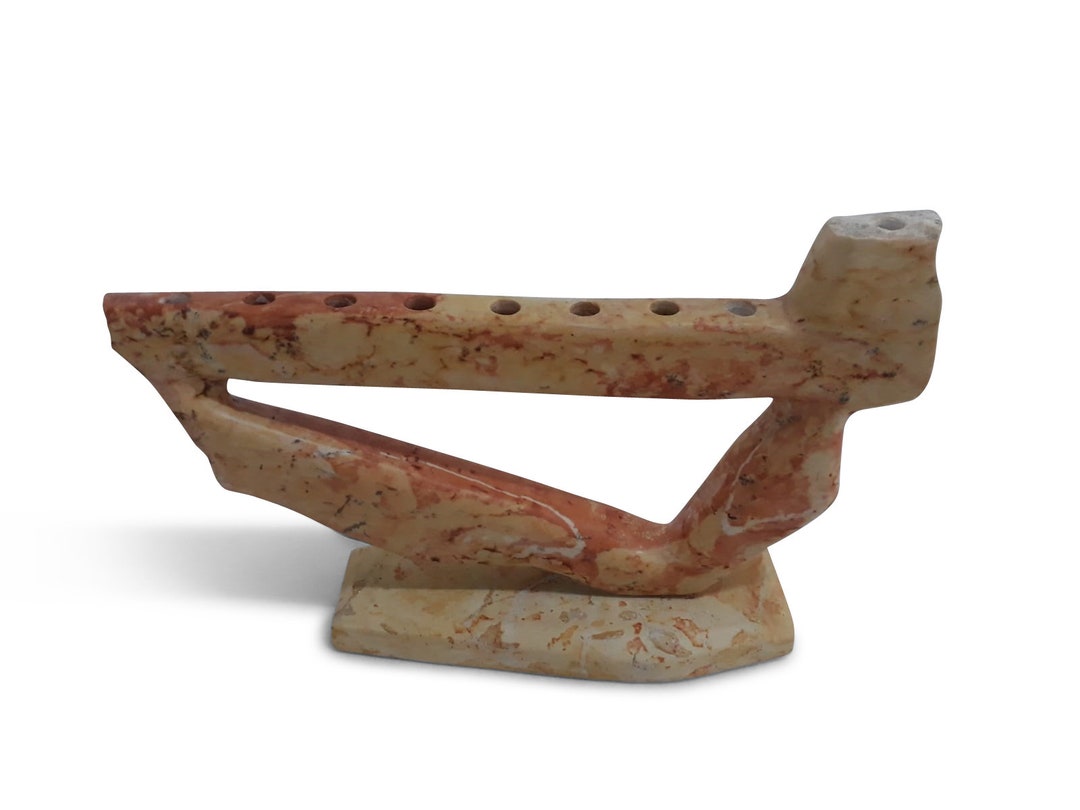 Unique Harp Shaped Stone Menorah - Special Judaica Gift - Etsy