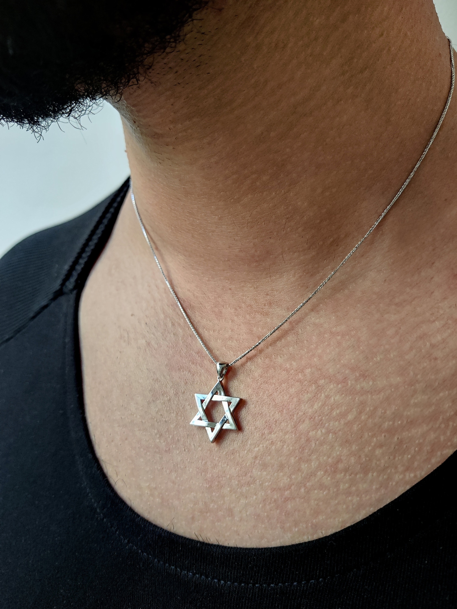 Tiny White Gold Star of David, Small Star of David Pendant, 14k White ...