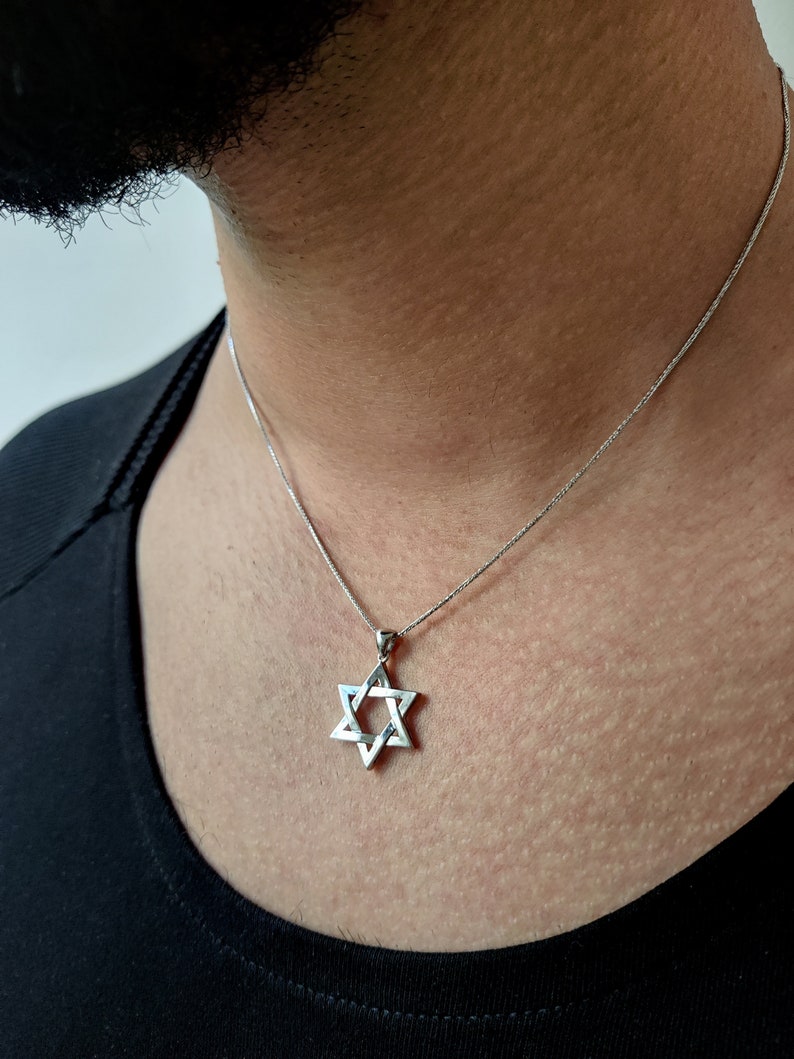 Tiny White Gold Star of David, Small Star of David Pendant, 14k White ...