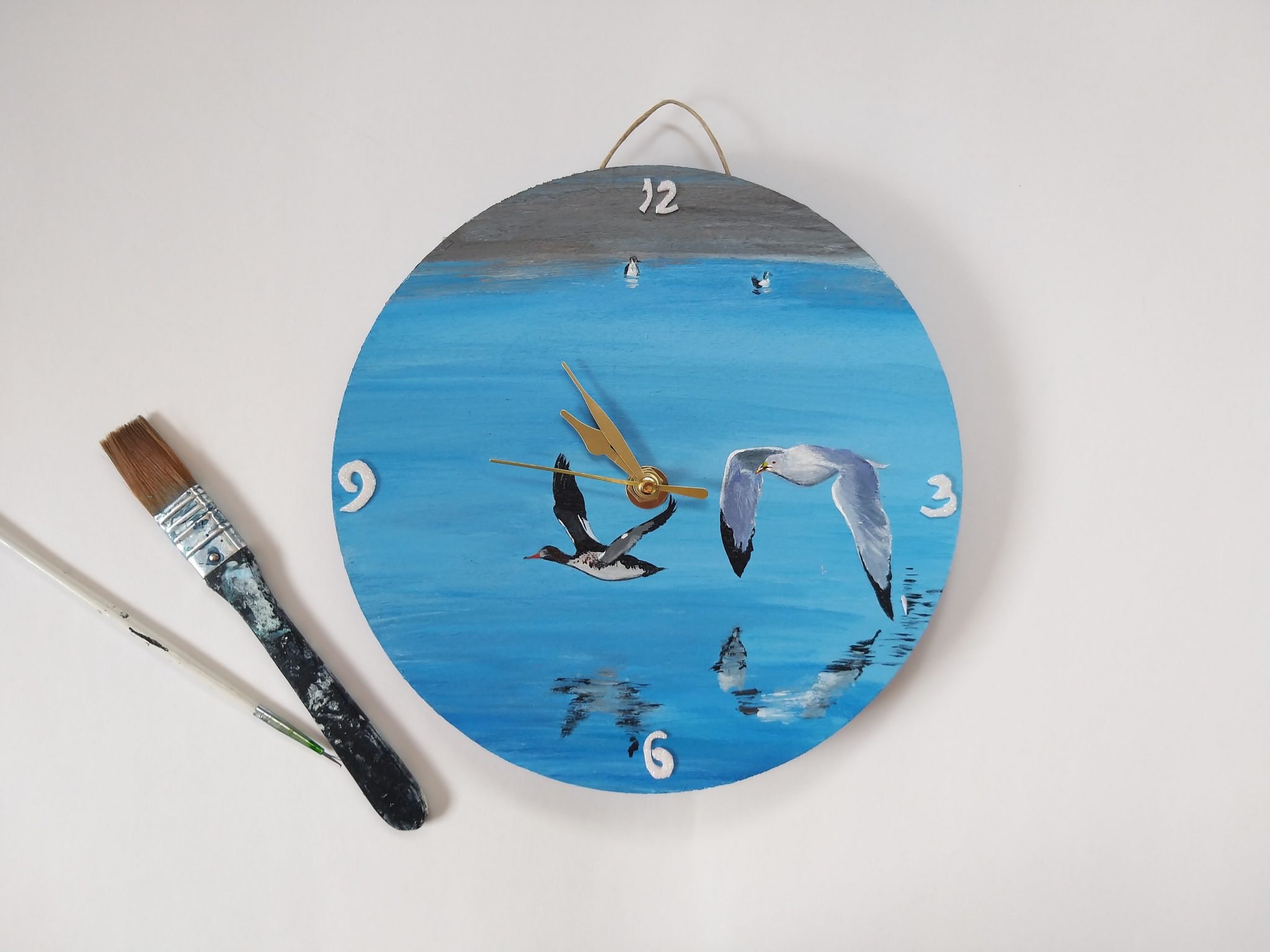 Amazing Hand Painted Wall Clock With Wild Geese Illustration - Etsy