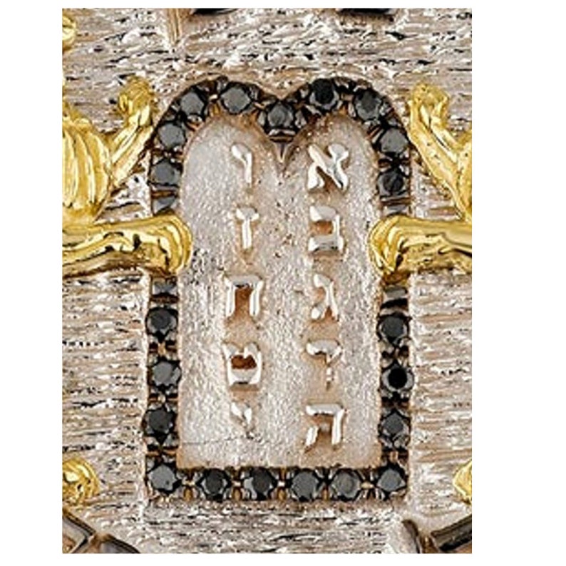 Stunning 14K White Gold Ten Commandments Necklace in a Royal | Etsy