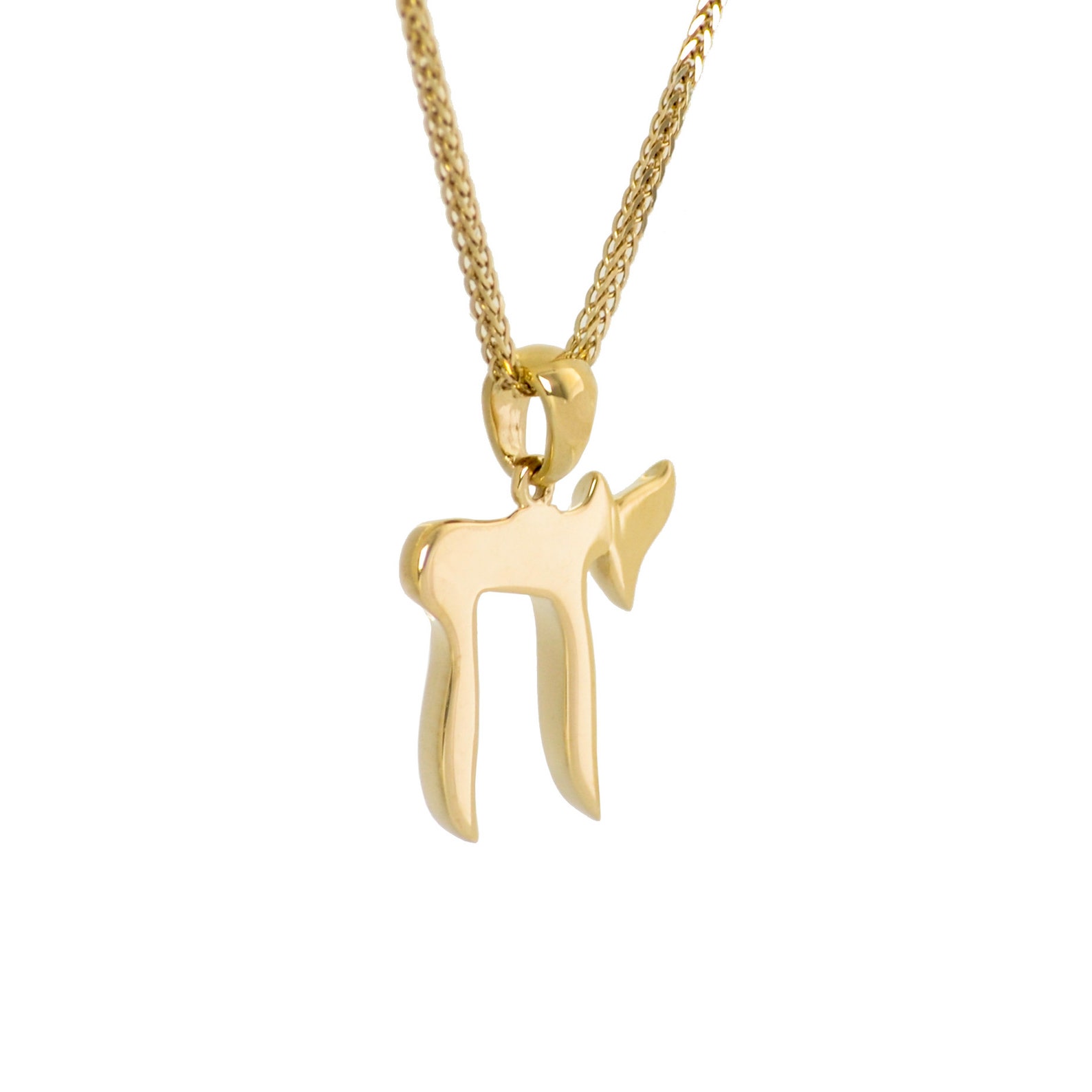 Chai Pendant 18K Gold chai symbol necklace 14k gold chai | Etsy