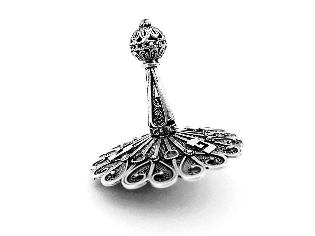 Remarkable Sterling Silver Dreidel With Hearts Filigree Shape, Hanukkah ...