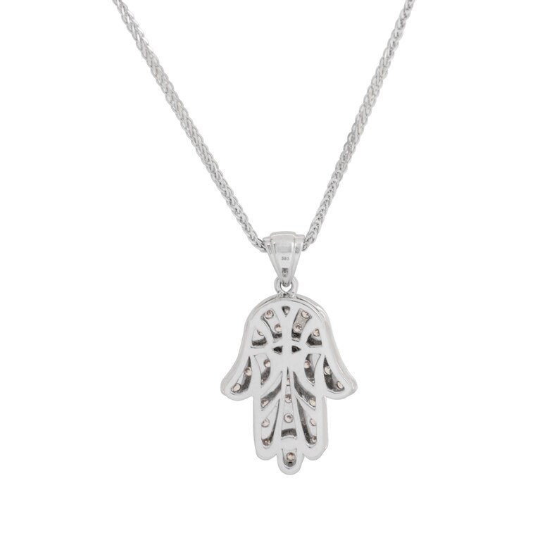 Tiny Hamsa Necklace 14k White Gold Hamsa Necklace With | Etsy