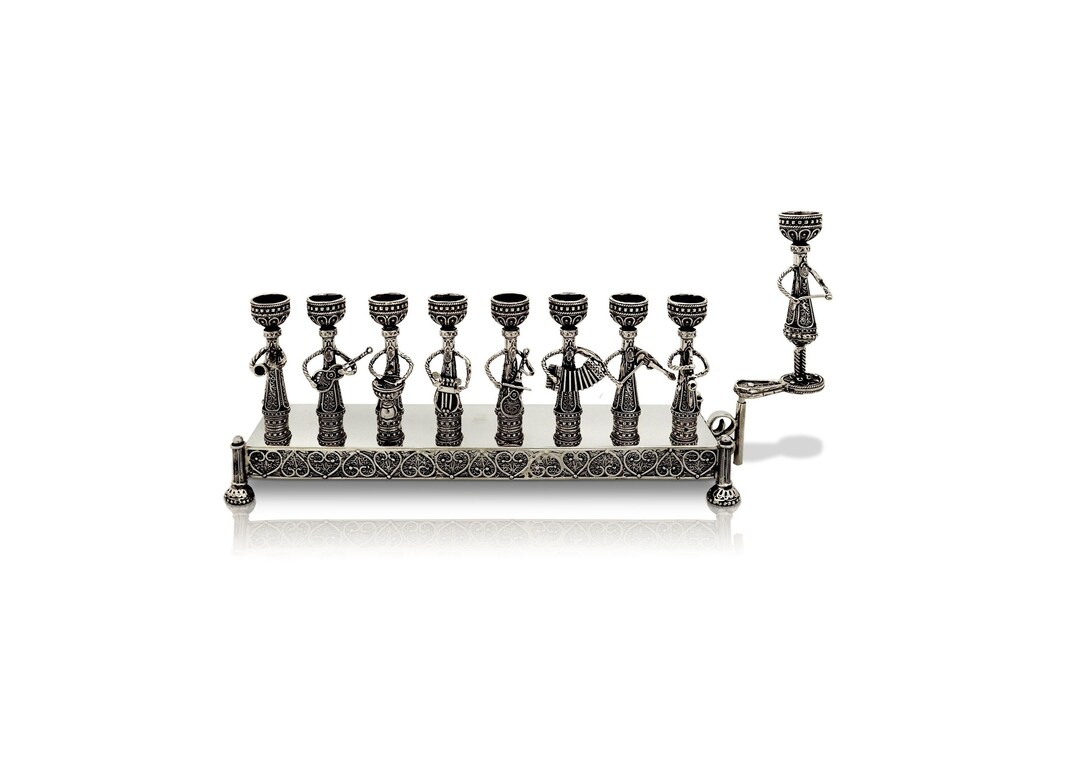 One-of-a-kind Klezmer Musical Hanukkah Menorah From Sterling Silver ...