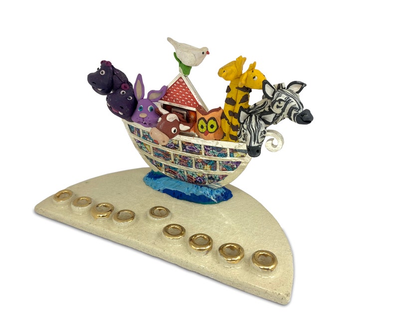 Modern Zoo Menorah Chanukiah Multi-color Menorah for Holiday of ...
