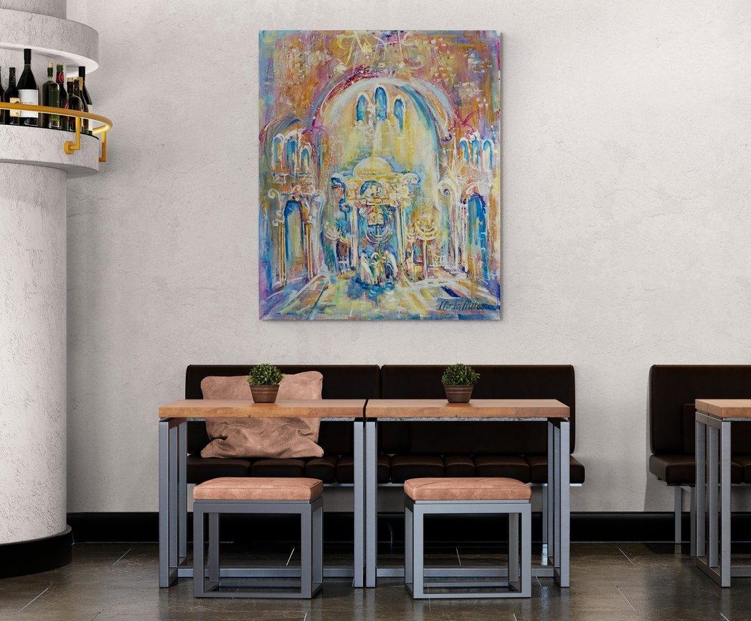 Colorful Jewish Painting, Multicolored Old Synagogue Painting, Jewish ...