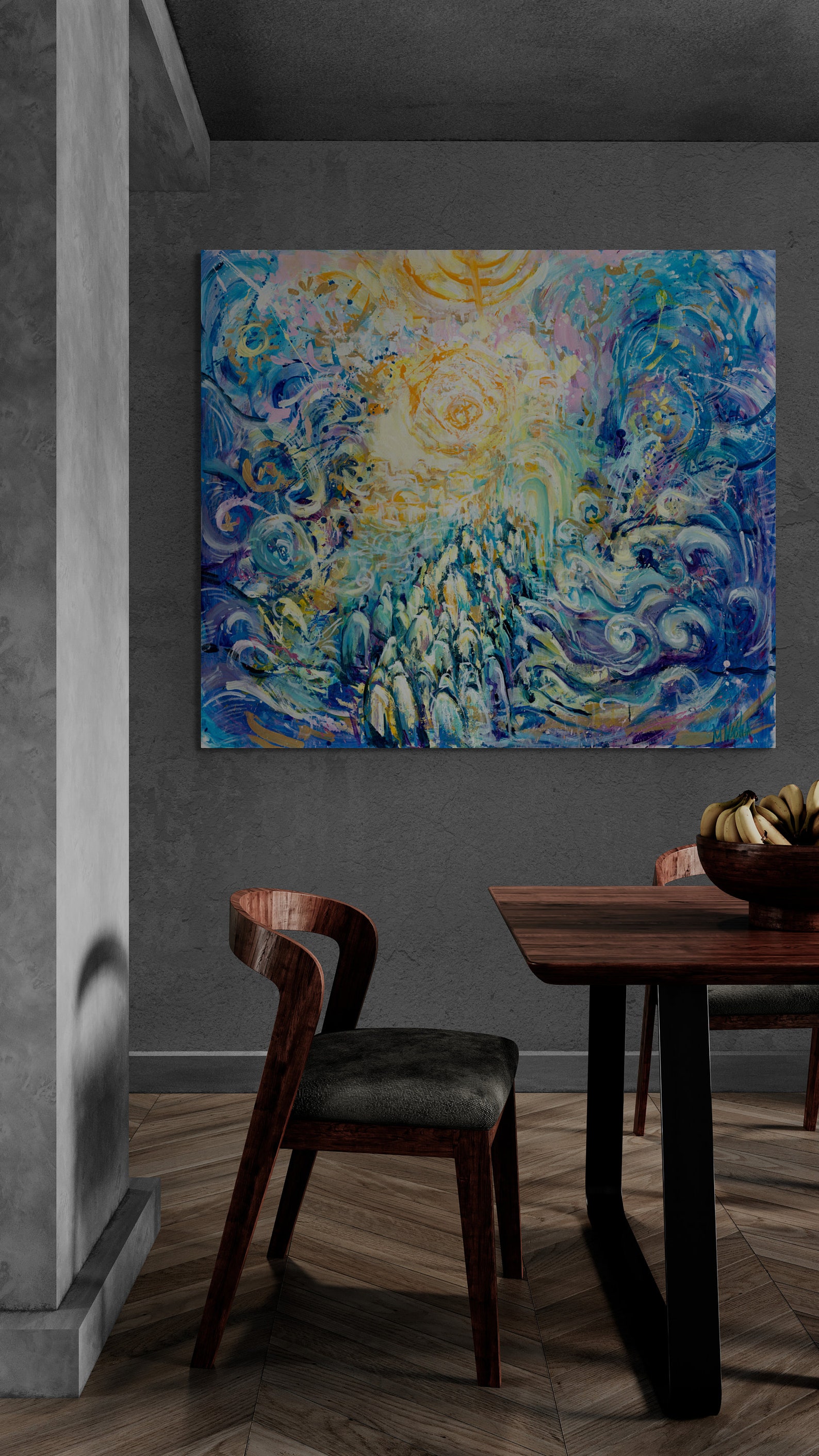Colorful Modern Exodus Art Crossing the Red Sea Painting, Kriyat Yam ...