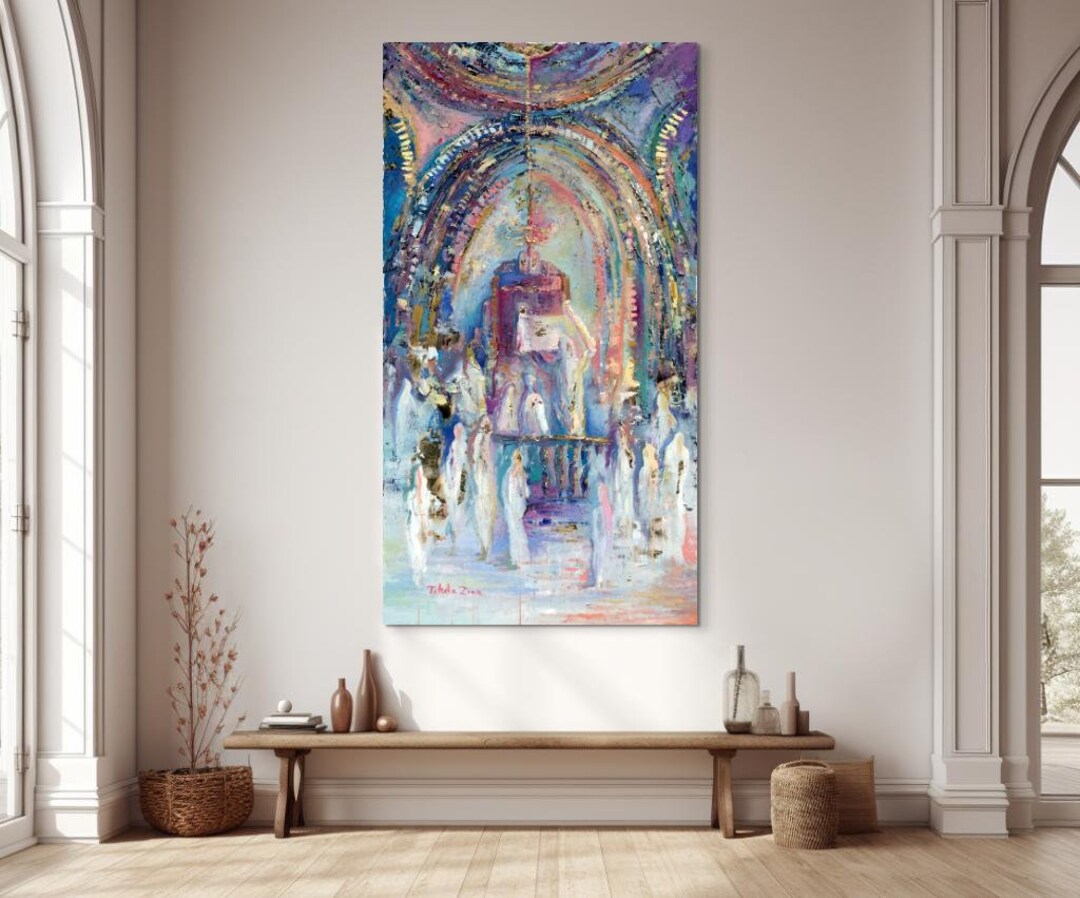 Colorful Synagogue Painting, Synagogue Art, Jewish Abstract Art ...