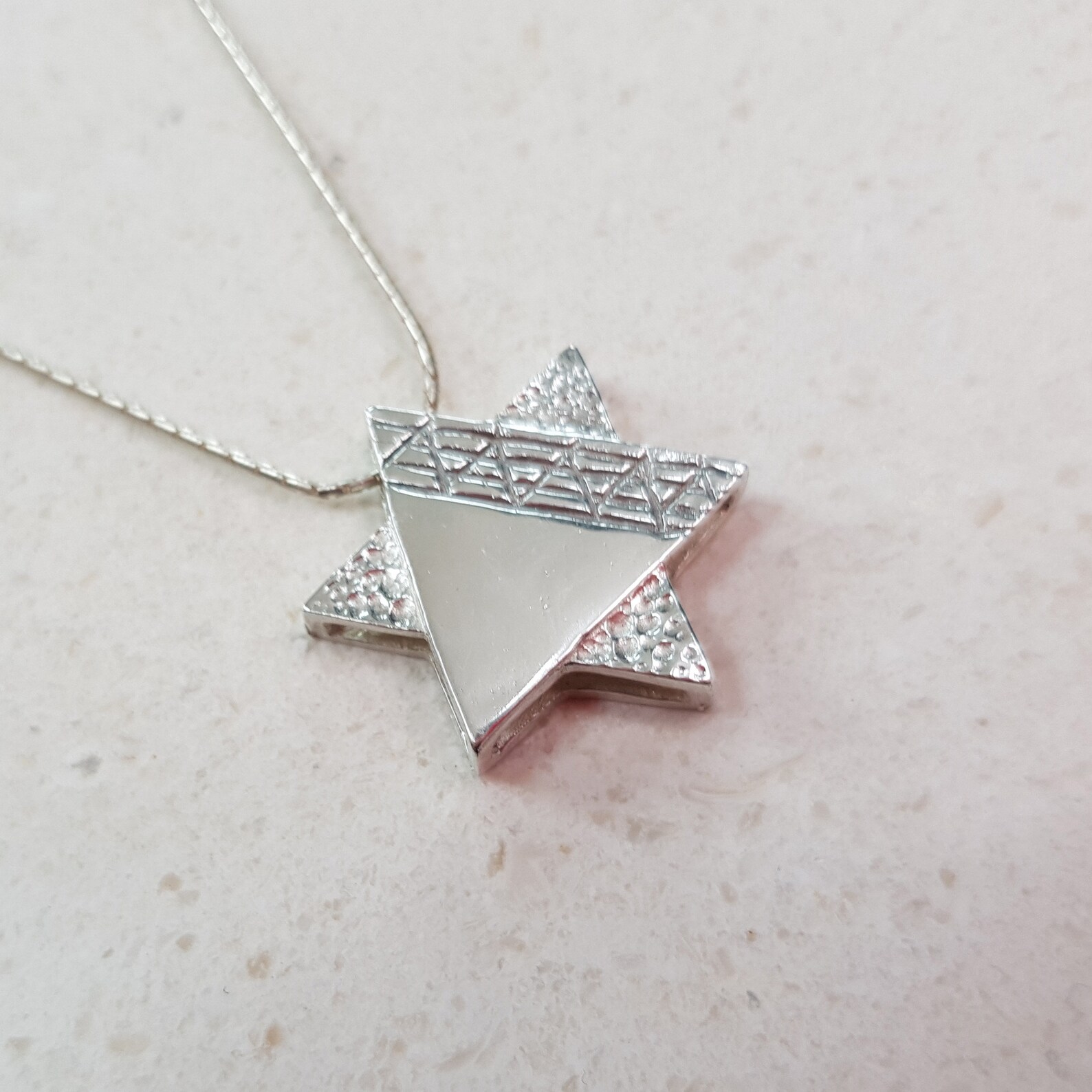 Textured Men's Sterling Silver Magen David Pendant | Etsy