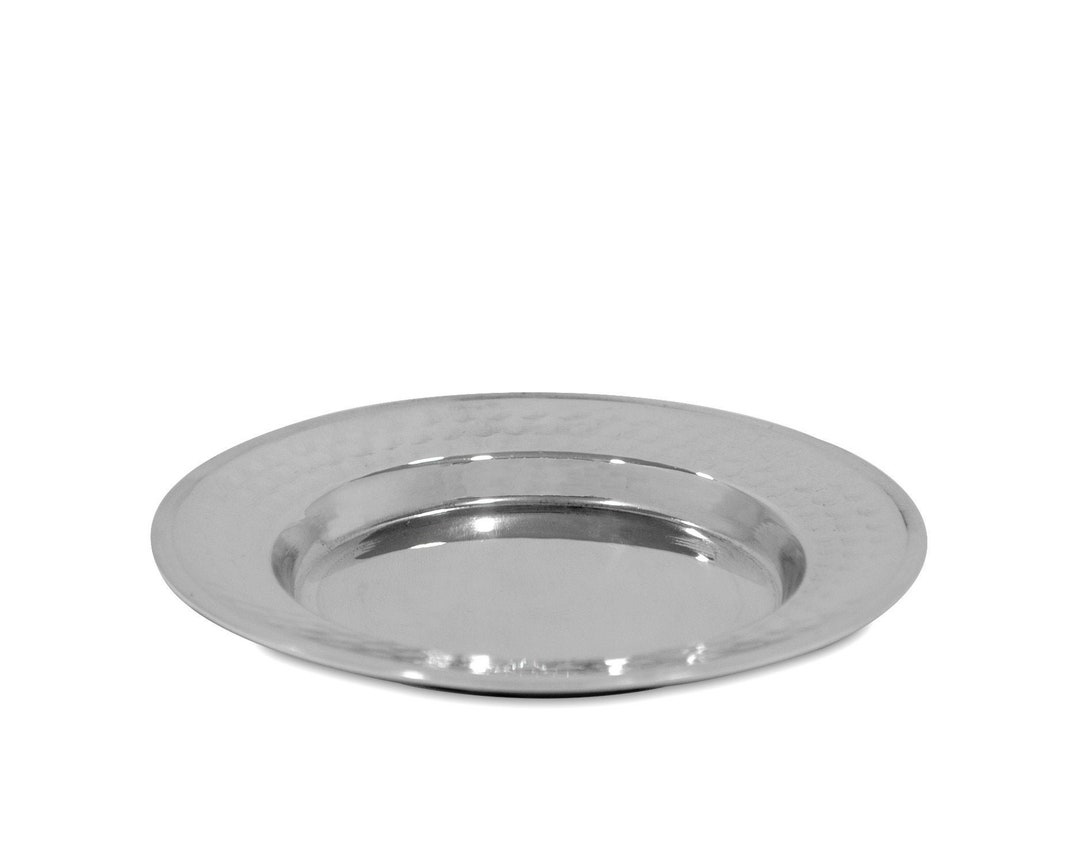 Sterling Silver Hammered Plate, Kiddush Cup Plate, Round Silver Small ...
