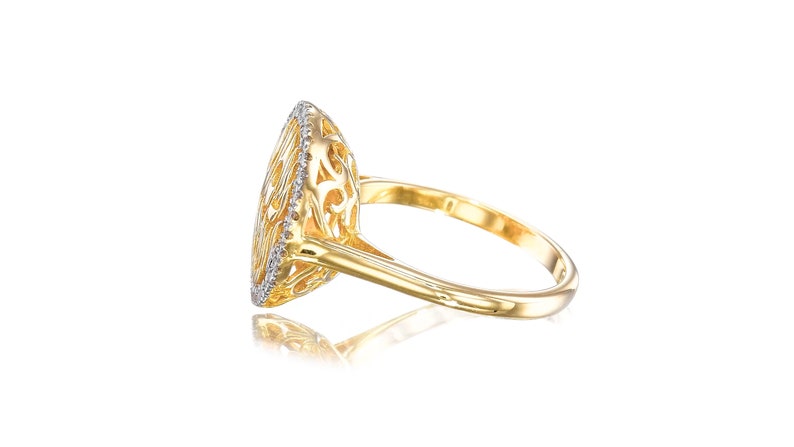 14k Yellow Gold Shema Israel Diamond Ring Jewish Engagement - Etsy