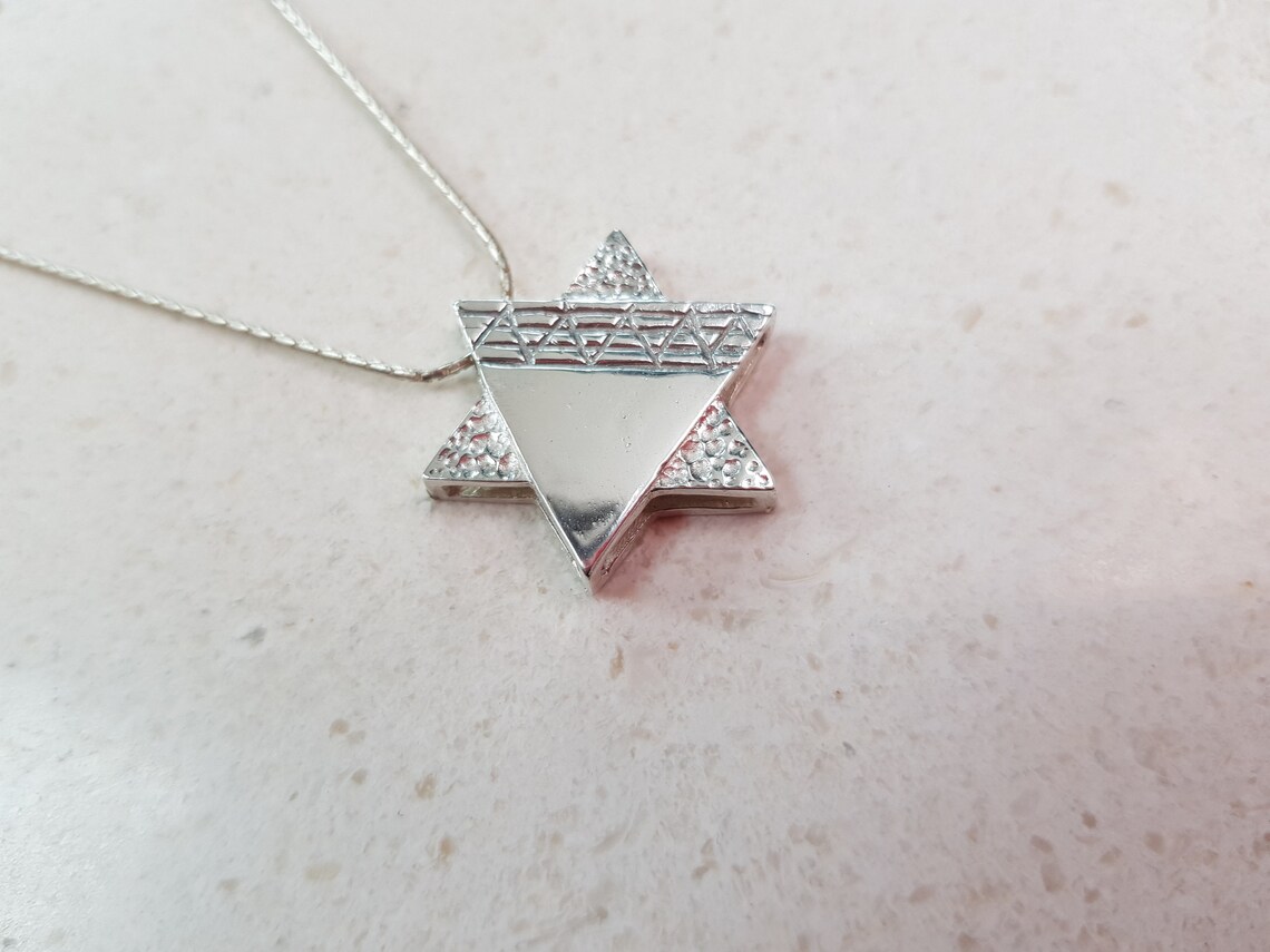 Textured Men's Sterling Silver Magen David Pendant | Etsy