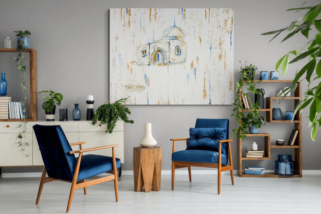 Modern White and Blue Kever Rachel Painting, Kever Rochel Painting ...