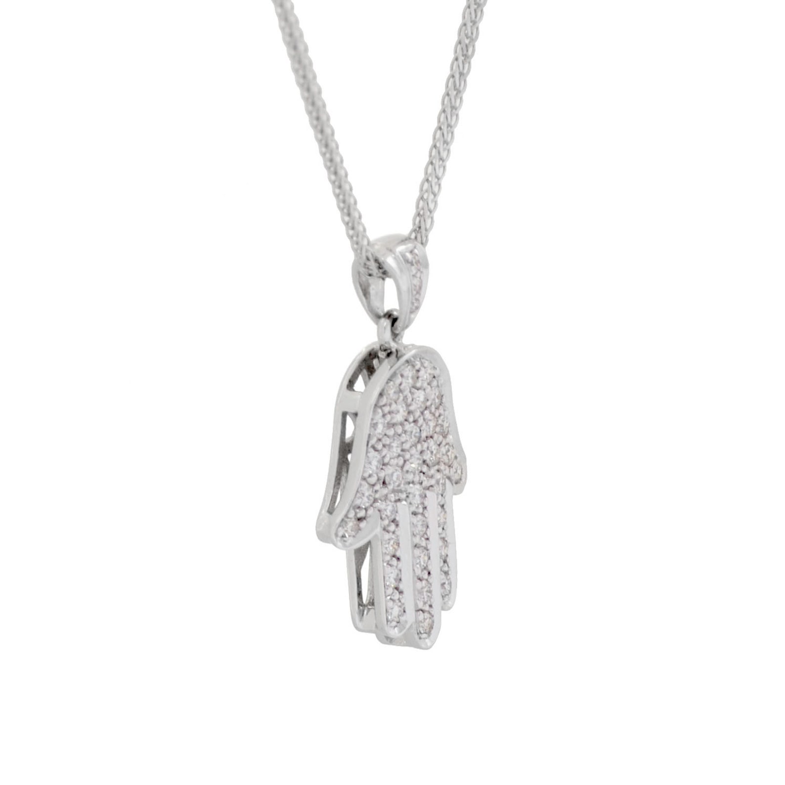 Tiny Hamsa Necklace 14k White Gold Hamsa Necklace With - Etsy