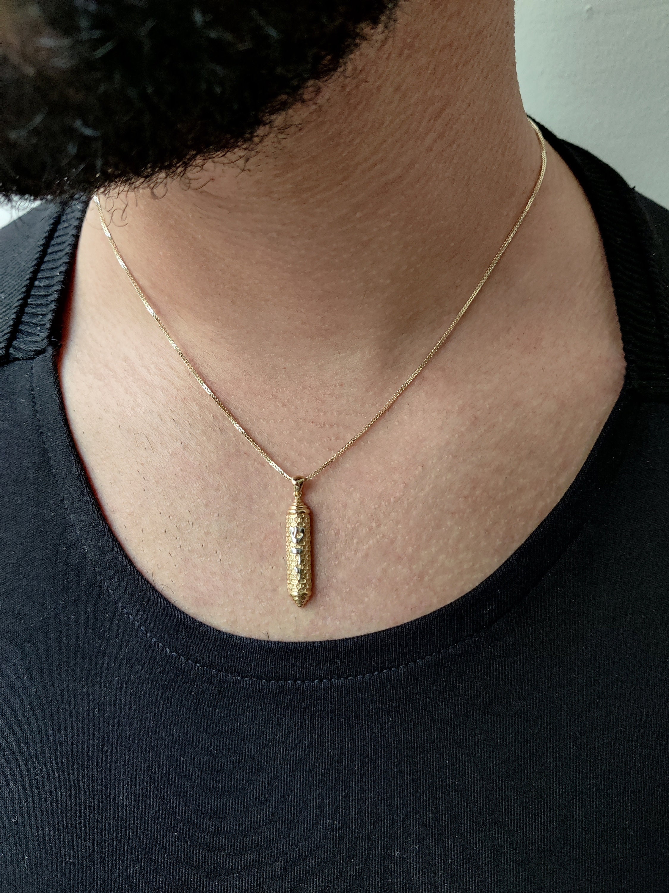 Elegant 14k Gold Mezuzah Pendant, Jewish TORAH Necklace, Gold Mezuzah ...