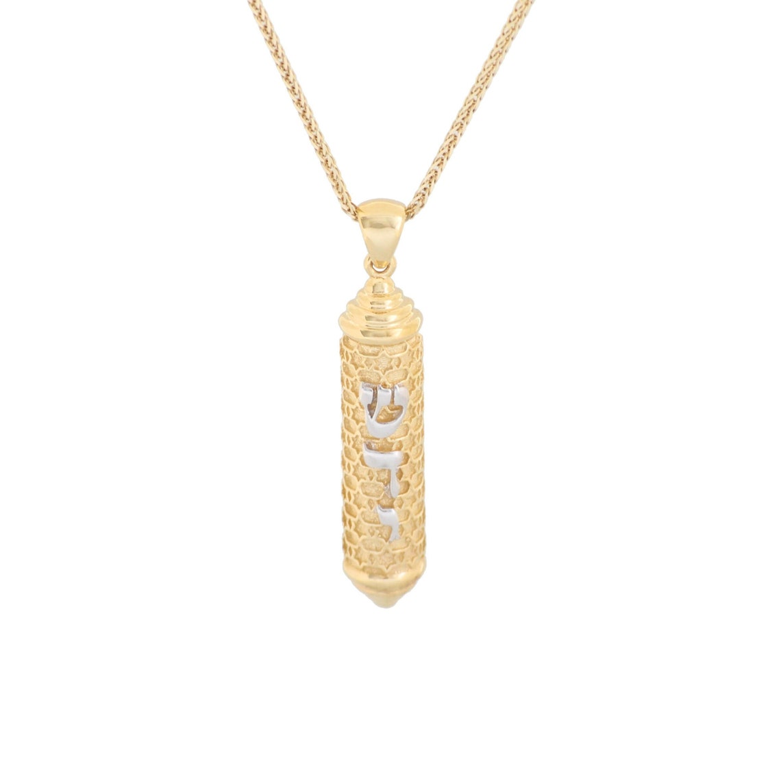 Elegant 14k Gold Mezuzah Pendant, Jewish TORAH Necklace, Gold Mezuzah ...