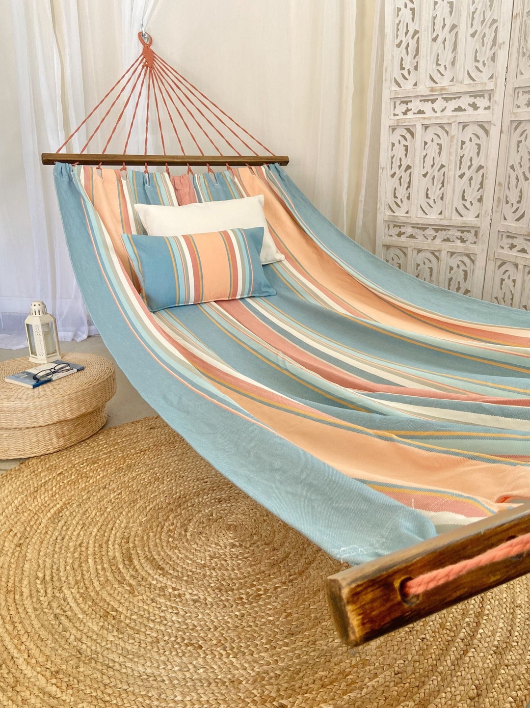 Cotton Hammock, Hammock With Spreader Bars, Hammock Outdoor Patio ...