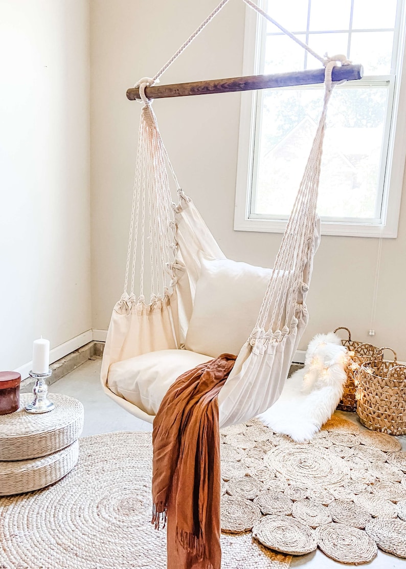 Hammock Swing Chair With Cushions, Indoor Swing Chair, Swinging Hanging ...