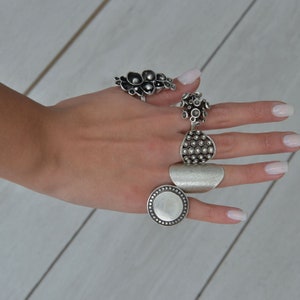 Adjustable Boho Ring, Wide Band Ring, Boho Silver Ring, Silver Chunky ...