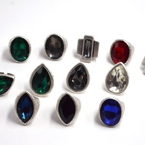 Silver Red Stone Ring, Cool Gemstone Ring, Blue Gemstone Ring, Wired ...