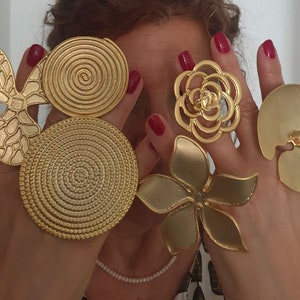 Gold Boho Statement Adjustable Large Spiral Aesthetic Full | Etsy