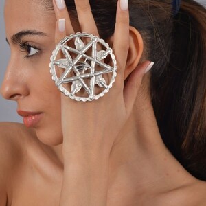 Boho Silver Oversize Angel Ring, Boho Large Adjustable Statement Ring ...