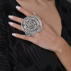 Adjustable Boho Ring, Wide Band Ring, Boho Silver Ring, Silver Chunky ...