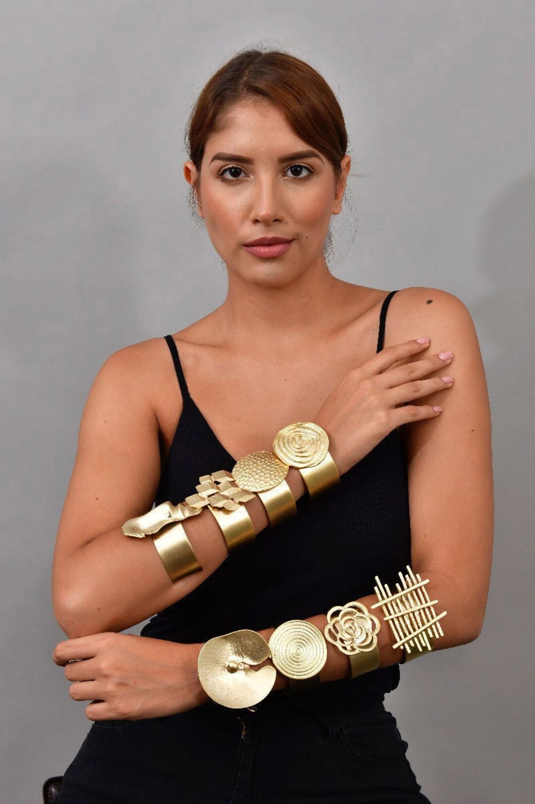 Gold Lotus Leaf Cuff Bracelet, Wire Cuff Bracelet, Rectangle Bracelet ...