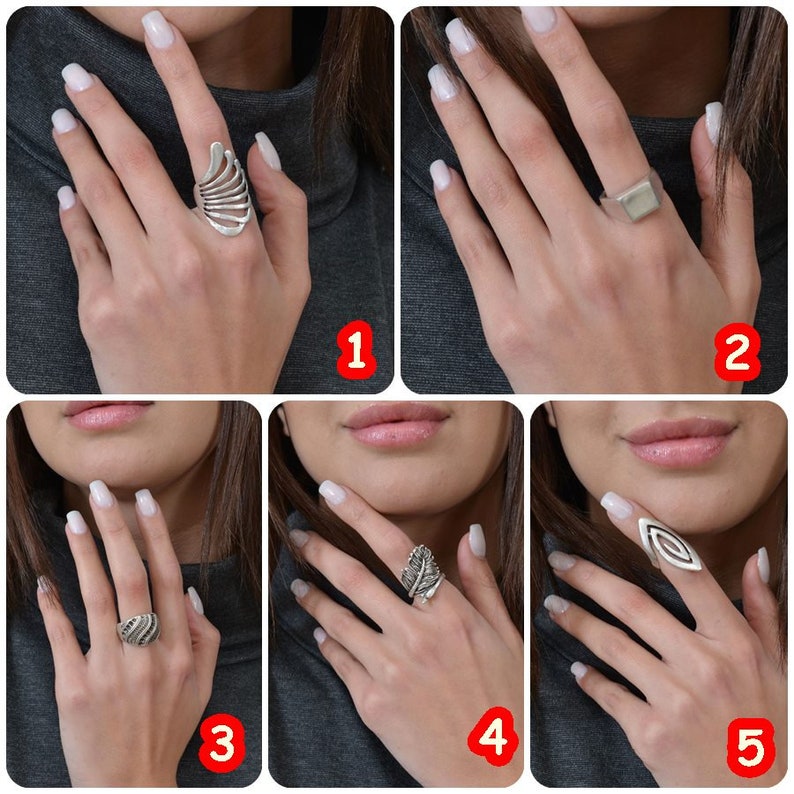 Antique Silver Long WAVE PARALLEL LINES Ring Boho Minimalist - Etsy