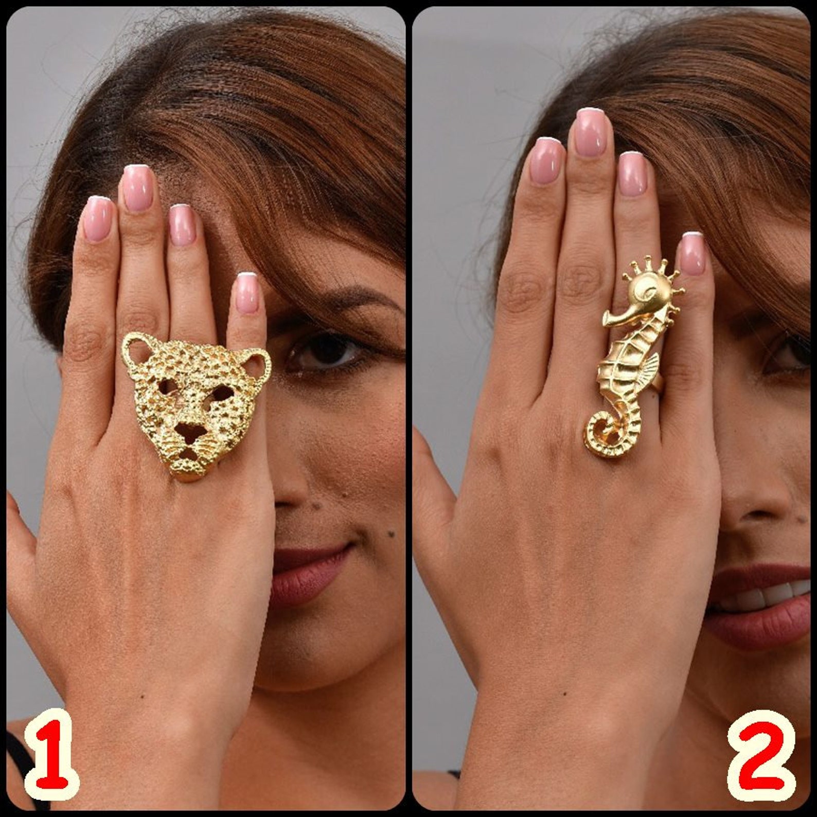 Gold Tiger Rings, Oversize Rings, Adjustable Leopard Large Rings, Full ...
