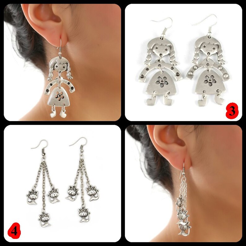 Cute Silver Girl Earrings, Big Circle Loop Earrings, Chic Little Girl ...