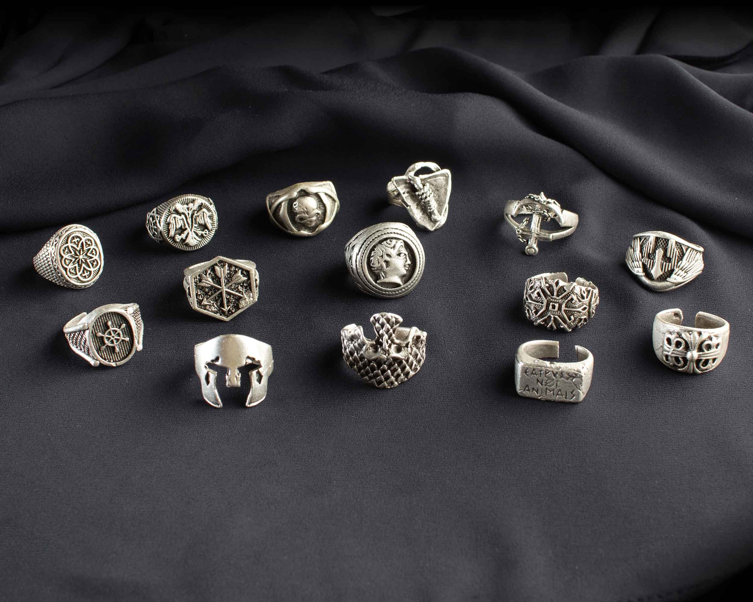 Modern Silver Anchor Ring Greek Symbolic Ring Adjustable | Etsy