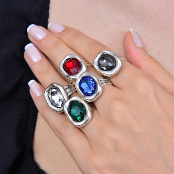 Square Crystal Ring - Etsy